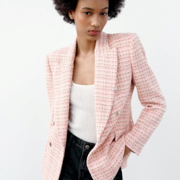 Zara | Jackets & Coats | Zara Pink Blazer | Poshmark